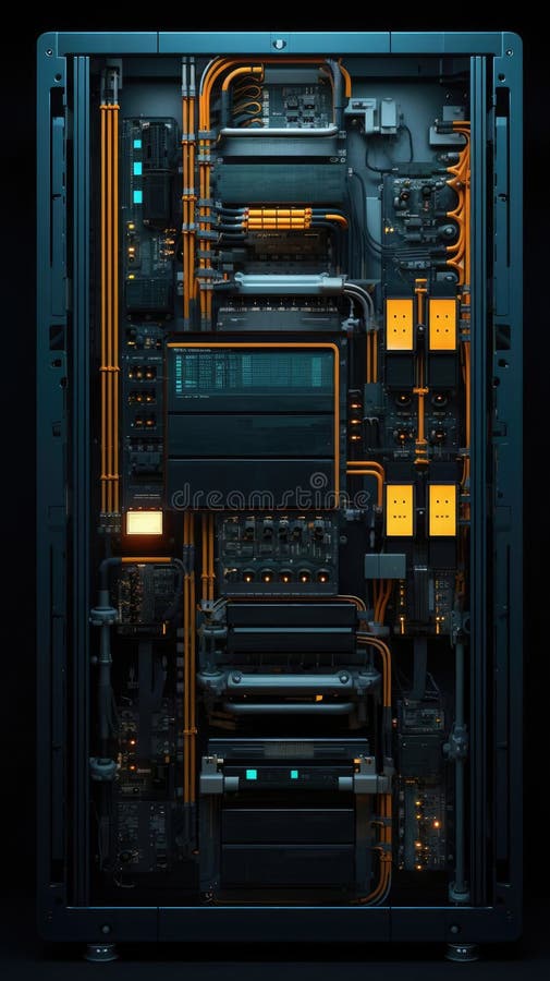 Server Racks with Equipment and Wires Stock Illustration - Illustration ...