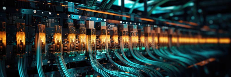 Server Racks with Equipment and Wires Stock Image - Image of connection ...