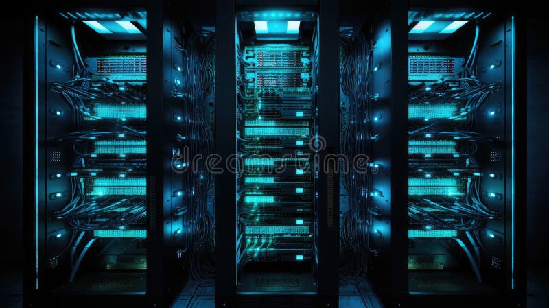 Server Racks with Equipment and Wires Stock Photo - Image of link ...