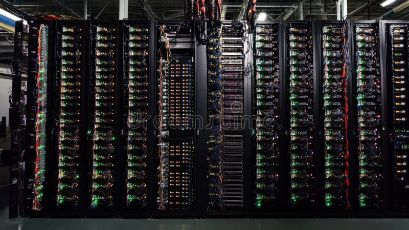 Server Racks Filled with Data Processing Units Stock Illustration ...