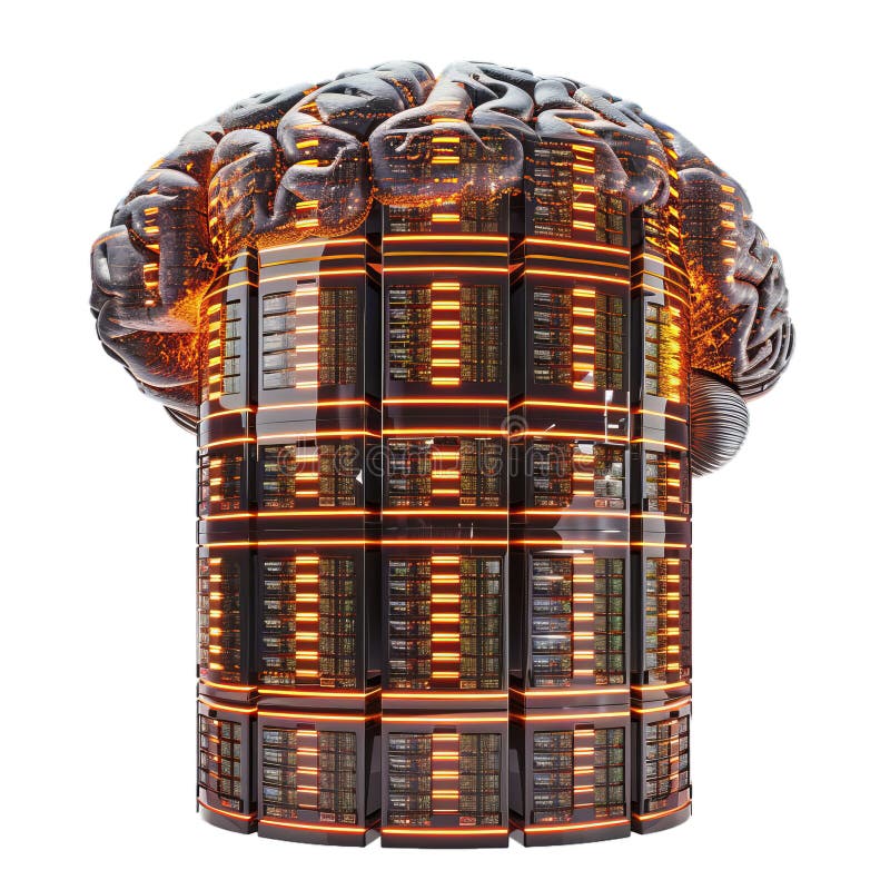 Server Racks Forming a Brain Working with Artificial Intelligence Stock ...
