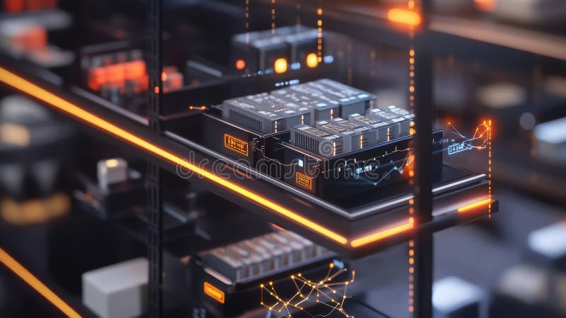 Server Racks Glowing with Futuristic Technology in Data Center Stock ...