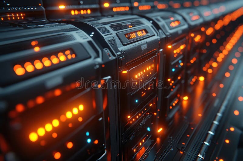 Server Racks with Glowing Lights Stock Image - Image of server ...