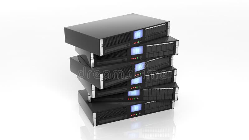 Server Rack and Cloud Icons Stock Illustration - Illustration of ...