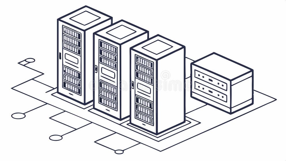 Server Racks Isometric View, Data Center Infrastructure Vector Design ...