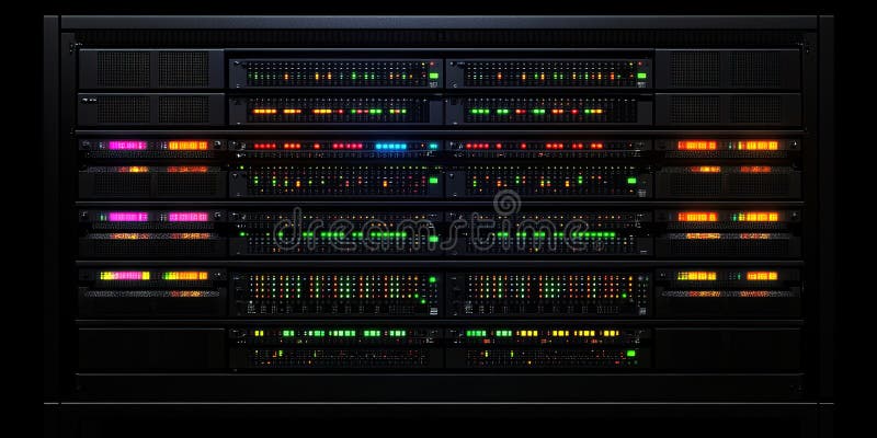 Server Racks with Lights Background, Rows of Servers Glowing with LED ...