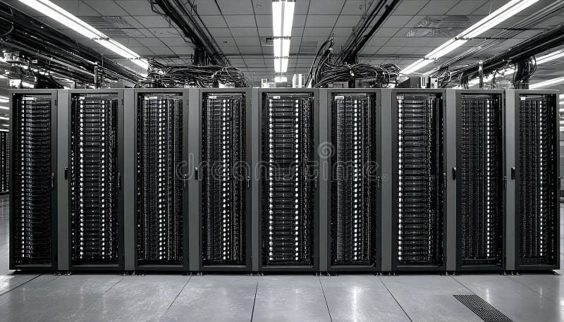 Modern Data Center Servers stock illustration. Illustration of rack ...