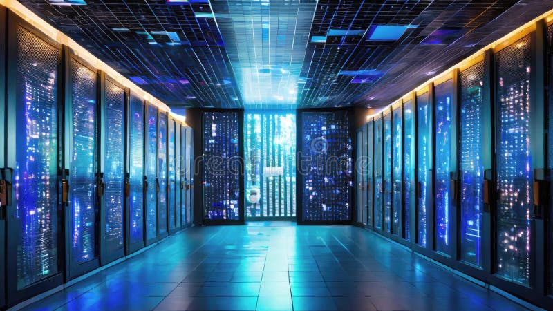 Server Racks in a Modern Data Center. Generated with AI Stock Footage - Video of computer ...