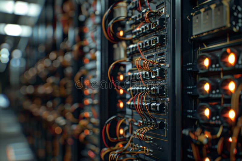 Server Racks and Network Cables Stock Illustration - Illustration of ...