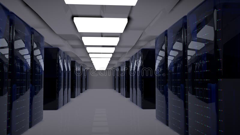 Server Room Data Center. 3d Render Stock Illustration - Illustration of ...
