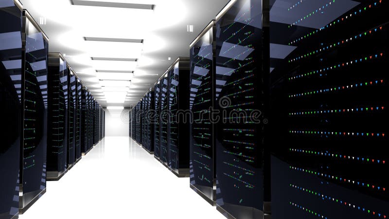 Server Room Data Center. 3D Rendering Stock Illustration - Illustration ...