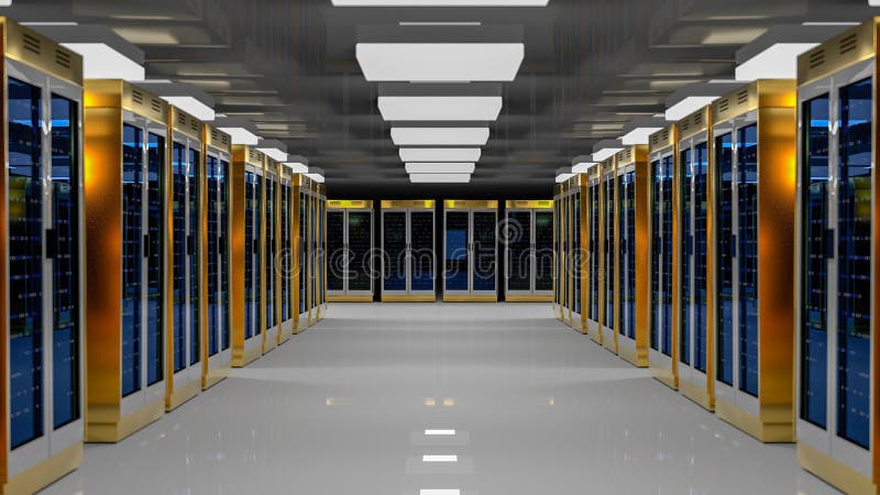 Server Room Data Center. 3D Rendering Stock Illustration - Illustration ...