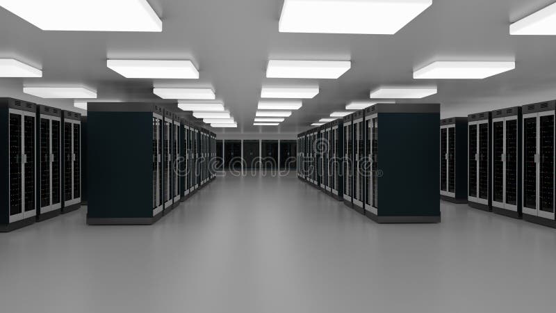 Server Room Data Center. Datacenter Hardware Cluster. Backup, Hosting ...