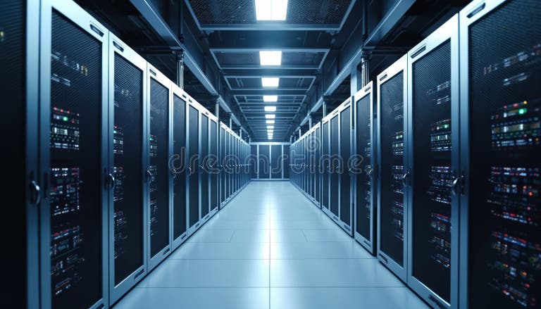 Server Racks Row in Server Room Data Center. Modern Tech for Web ...