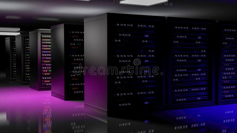 Server Room Data Center Backup Mining Hosting Mainframe Farm And Computer Rack With Storage