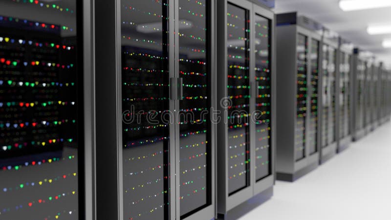 Server Room Data Center Backup Hosting Mainframe Farm And Computer Rack With Storage