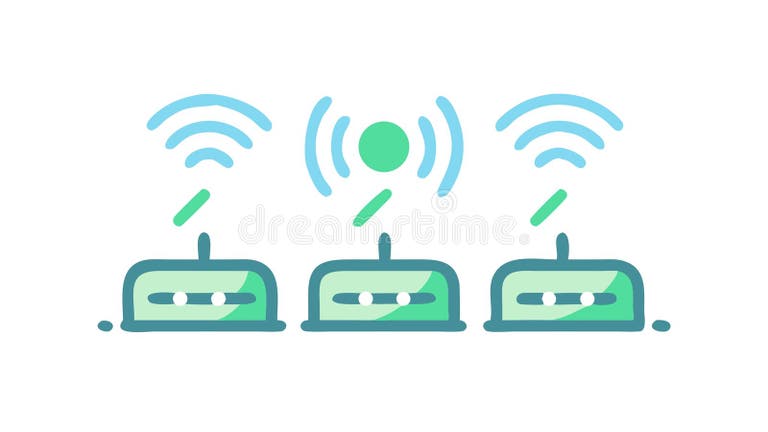 Server Racks with Wireless Signals, Data Center Connectivity Vector ...