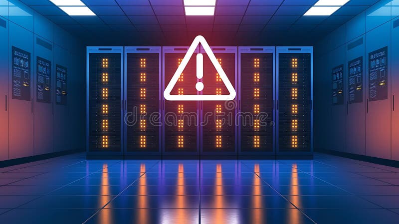 Server Room Alert Indicating Cybersecurity Breach or System Failure ...