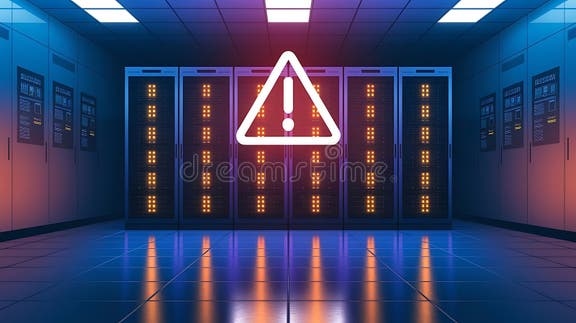 Server Room Alert Indicating Cybersecurity Breach or System Failure ...