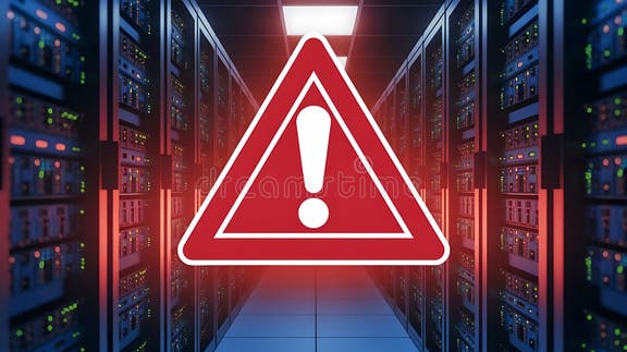 Server Room Alert Indicating Cybersecurity Breach or System Failure ...