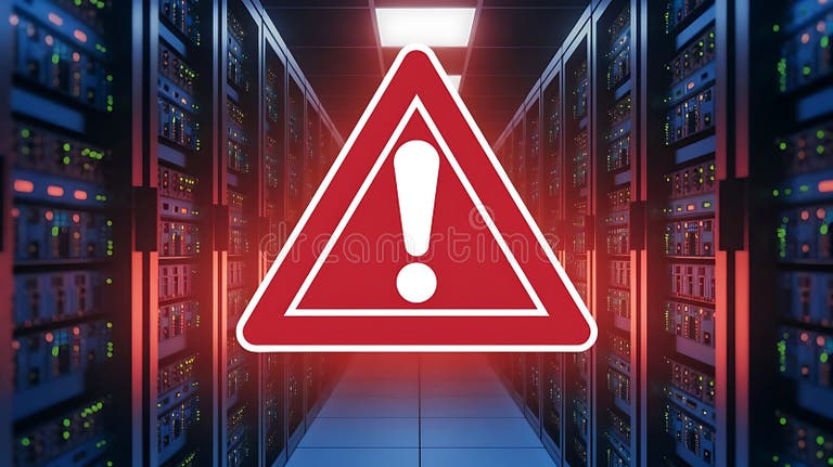 Server Room Alert Indicating Cybersecurity Breach or System Failure ...