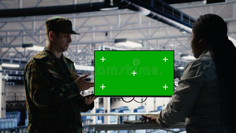 Server Room Army Experts Deploy AI Tech on Green Screen PC Stock Photo ...