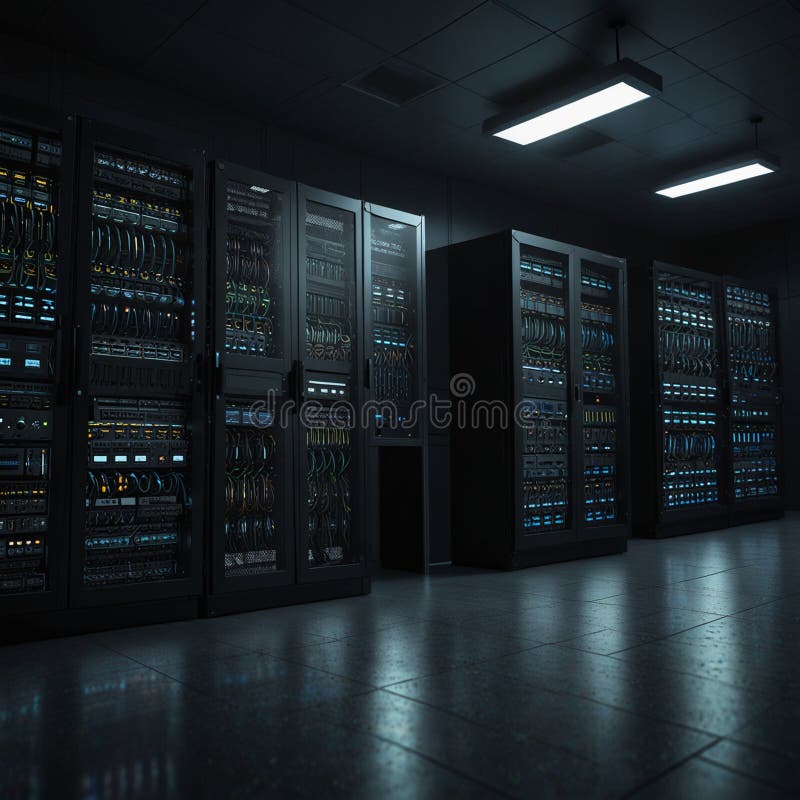 Server Room Background with Big Data Connection Stock Illustration ...