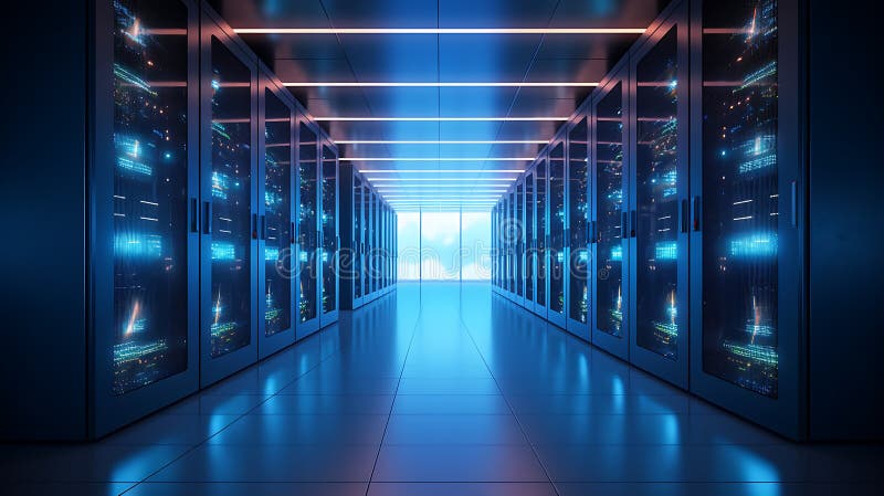 Server Room, Bit Coin Mining, Supercomputing.Created with Generative AI ...