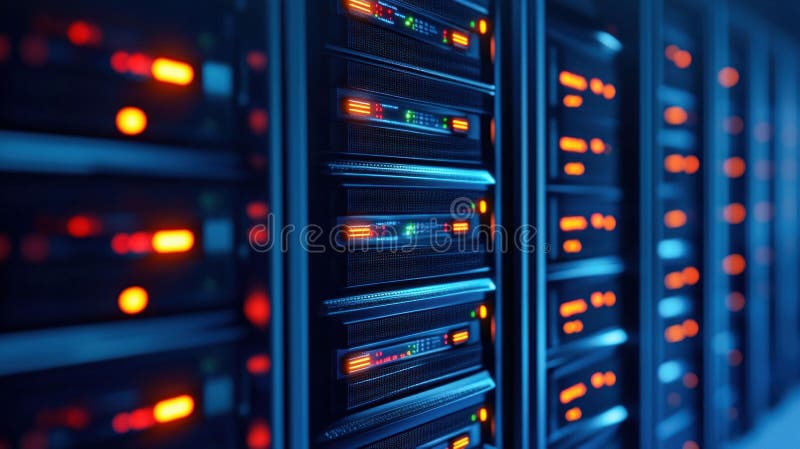 Server Room with Blinking Lights in Data Center Stock Illustration ... Server Room with Blinking Lights in Data Center Stock Illustration ...