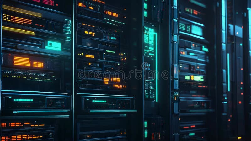 Server Room Blinking Lights Showing Data Processing Activity Stock Footage - Video of cloud ...