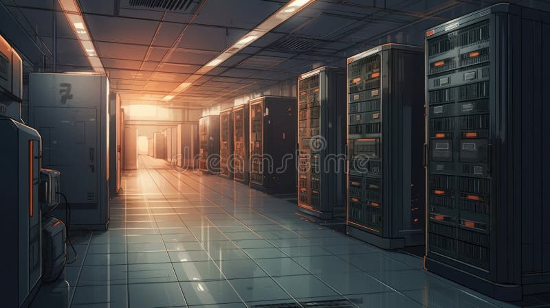 Server Room in Building. Generative AI Stock Illustration ...