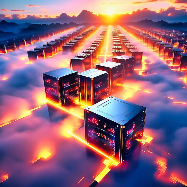 Server Room with Server Cabinets, Digitalis for Host PC. Management and Storage of Data Stock ...