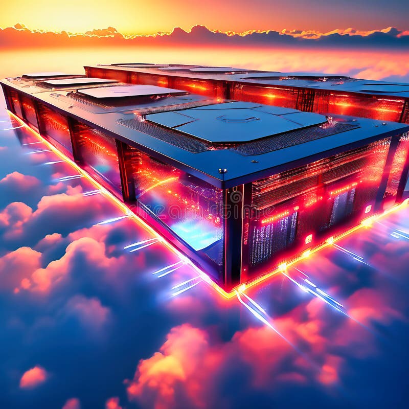 Server Room with Server Cabinets, Digitalis for Host PC. Management and Storage of Data Stock ...