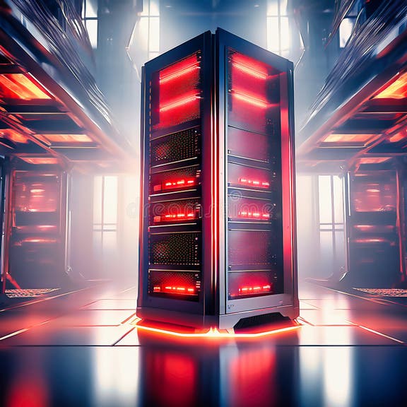 Server Room with Server Cabinets, Digitalis for Host PC. Management and Storage of Data Stock ...