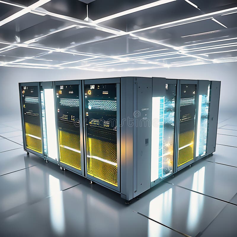 Server Room with Server Cabinets, Digitalis for Host PC. Management and ...