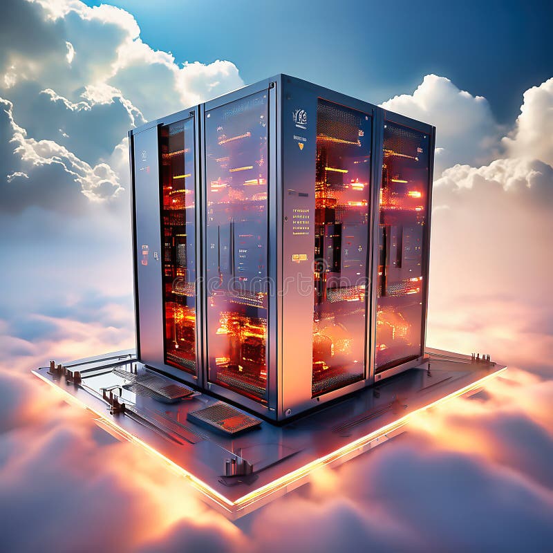 Server Room with Server Cabinets, Digitalis for Host PC. Management and ...