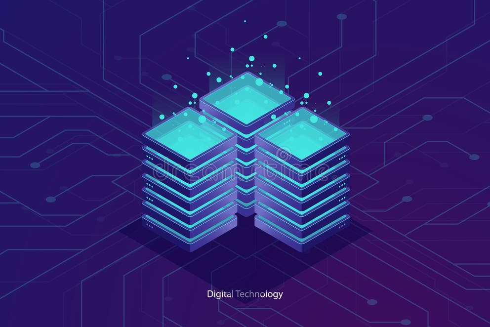 Server Room, Cloud Data Cloud Storage, Big Data Processing Concept, Networking and Internet ...