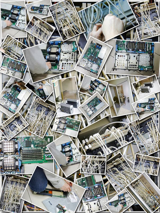 Server room collage stock image. Image of optic, cable - 34061705