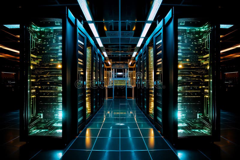 Server Room or Server Computers. Generative AI Stock Illustration ...