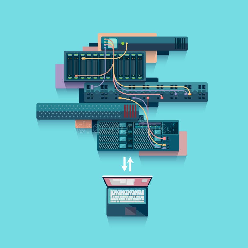 Server Room. Concept Flat Design Stock Vector - Illustration of access ...