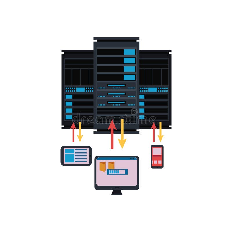 Server Room and Connection with Computer Techologies Conceptual ...