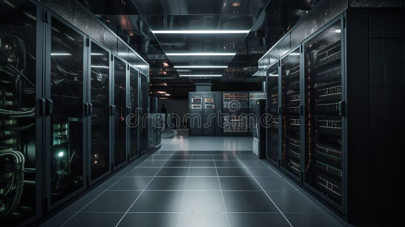 Server Room Cooled by AI Controlled System Stock Illustration ...