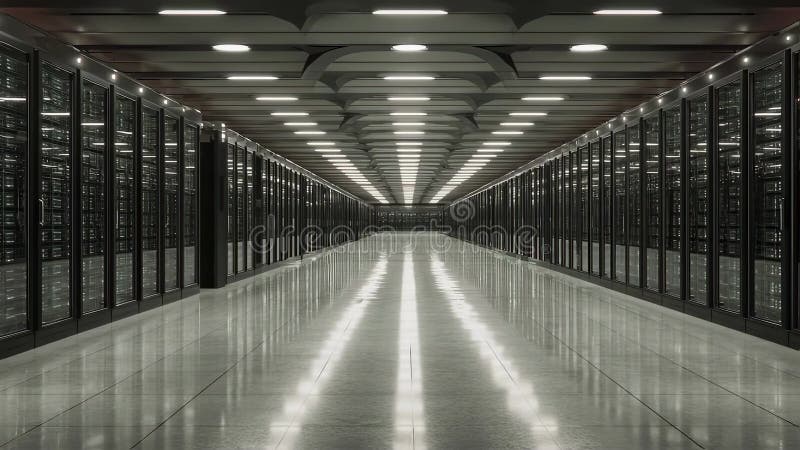 Server Room Corridor with Data Processing Equipment Stock Video - Video ...