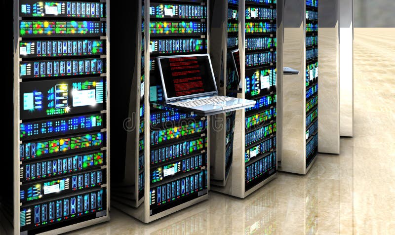 Server Room in Datacenter, Room Equipped with Data Servers. Stock Photo ...