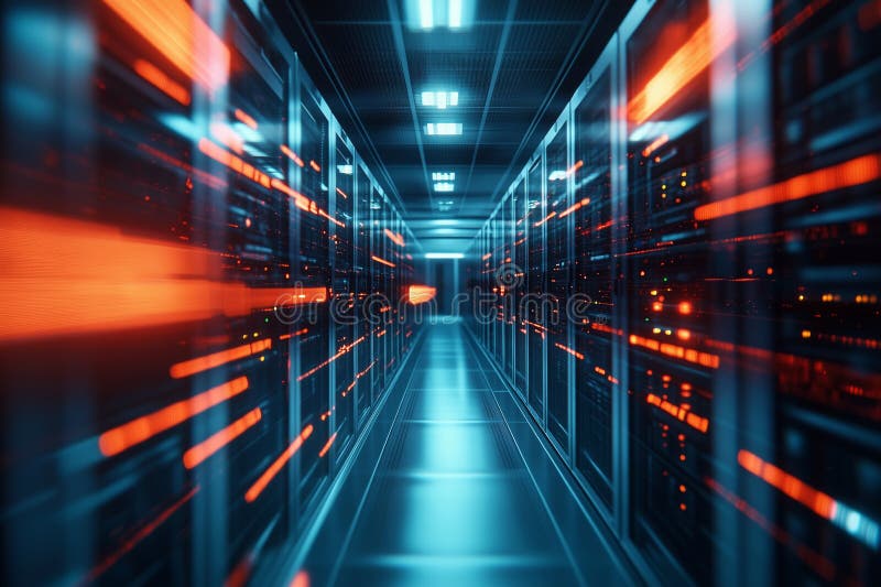 AI Image of Server Room in the Data Center of Large it Company Stock ...