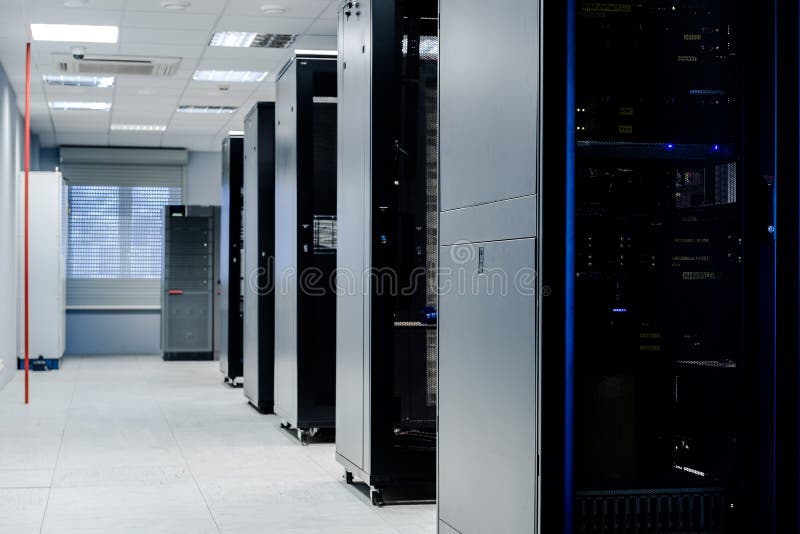 Server Room in Datacenter, Room Equipped with Data Servers. Stock Image ...