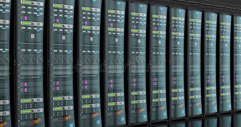 Server Room in Data Center, Animation. 3D Rendering Stock Footage ...