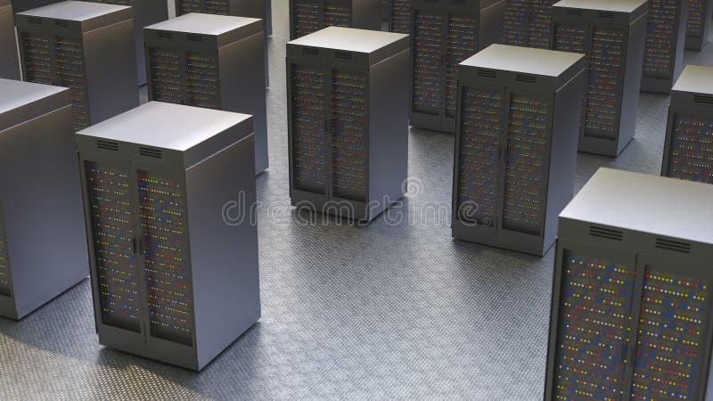 Server Room Data Center. Rackmount LED Console. Backup, Mining, Hosting ...