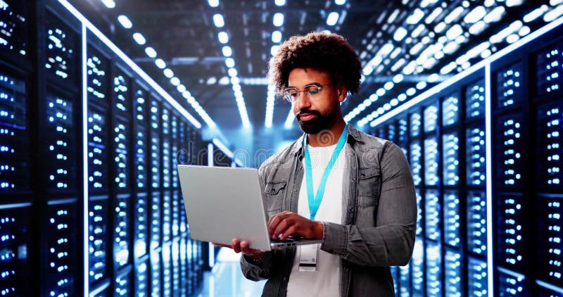 Server Room in Data Center. Cloud Computer Engineer Stock Illustration - Illustration of ...