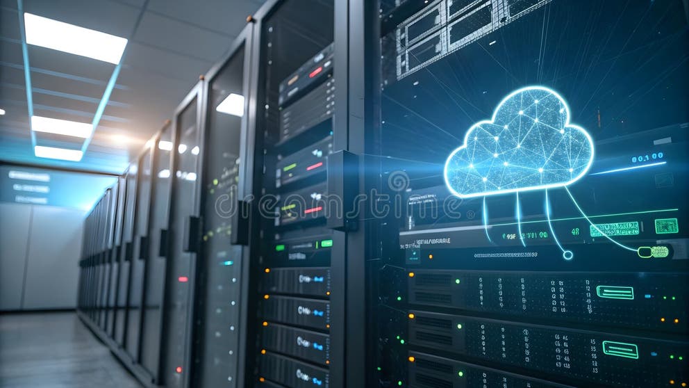 Server Room Data Center Cloud Computing Network Technology Stock Illustration - Illustration of ...